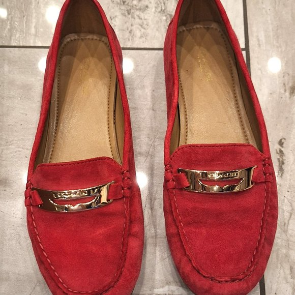 Coach | Shoes | Coach Olympia Classic Red Suede Loafer Car Shoe Sz 9 ...